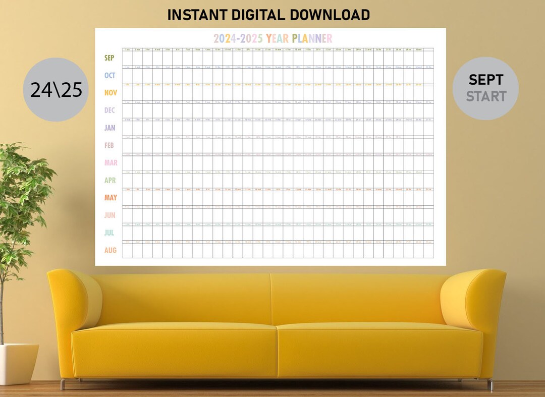 Academic Wall Calendar for 2024-2025 Year A0 A1 A2 A3 Size, School Year ...