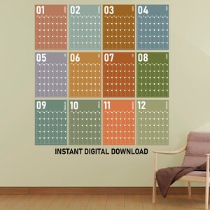 Undated Wall Calendar Printable PDF, Large Monthly Wall Planner ...
