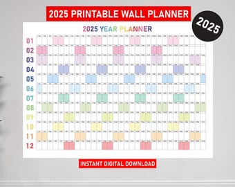 Giant Wall Calendar 2025 Printable PDF, 2025 Wall Planner, Large Wall ...
