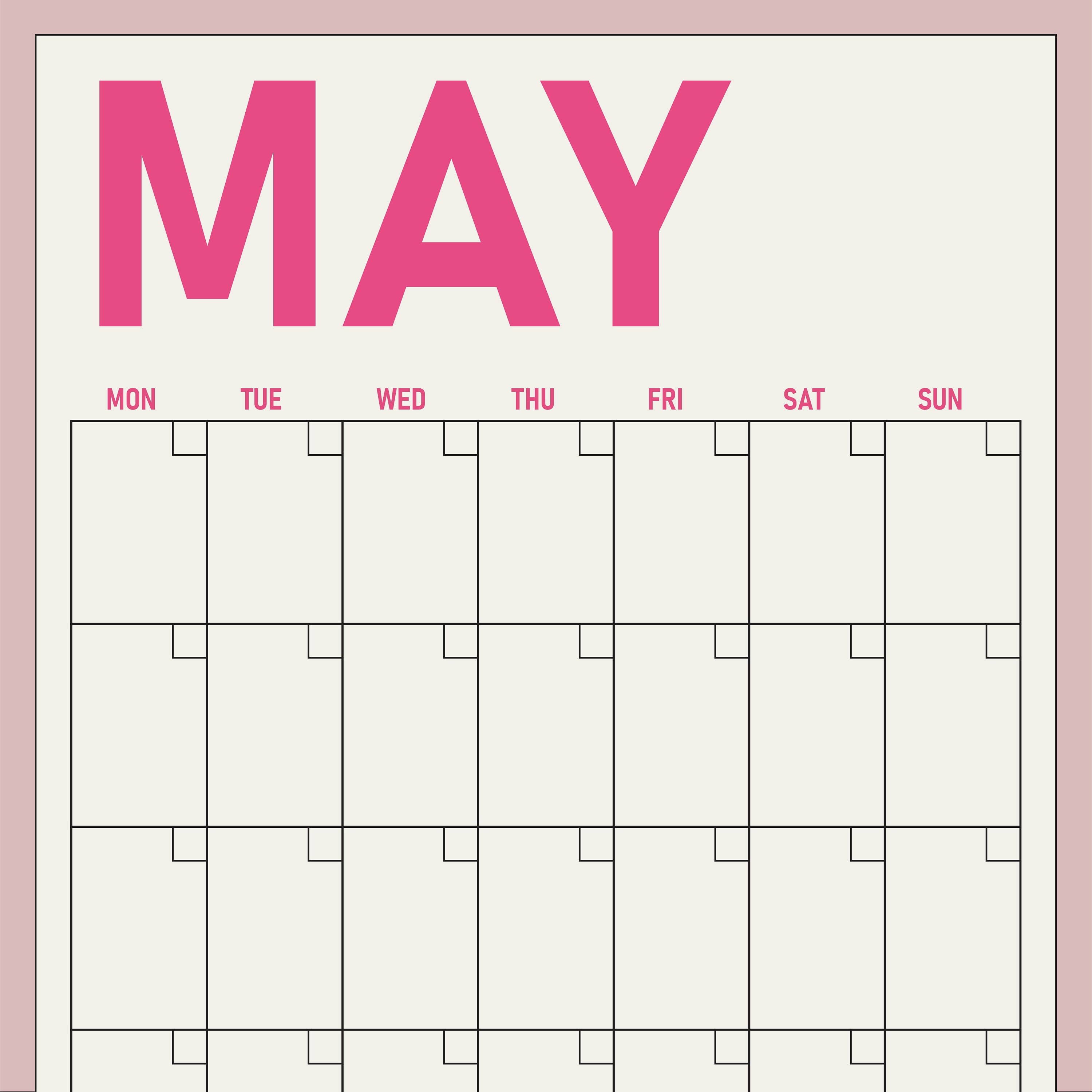 Large Monthly Wall Calendar Printable Bright, Pastel Wall Planner 2025 ...