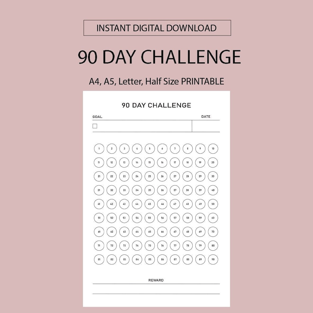 90 Day Challenge Tracker PDF, Tracking Progress, Habit Tracker ...