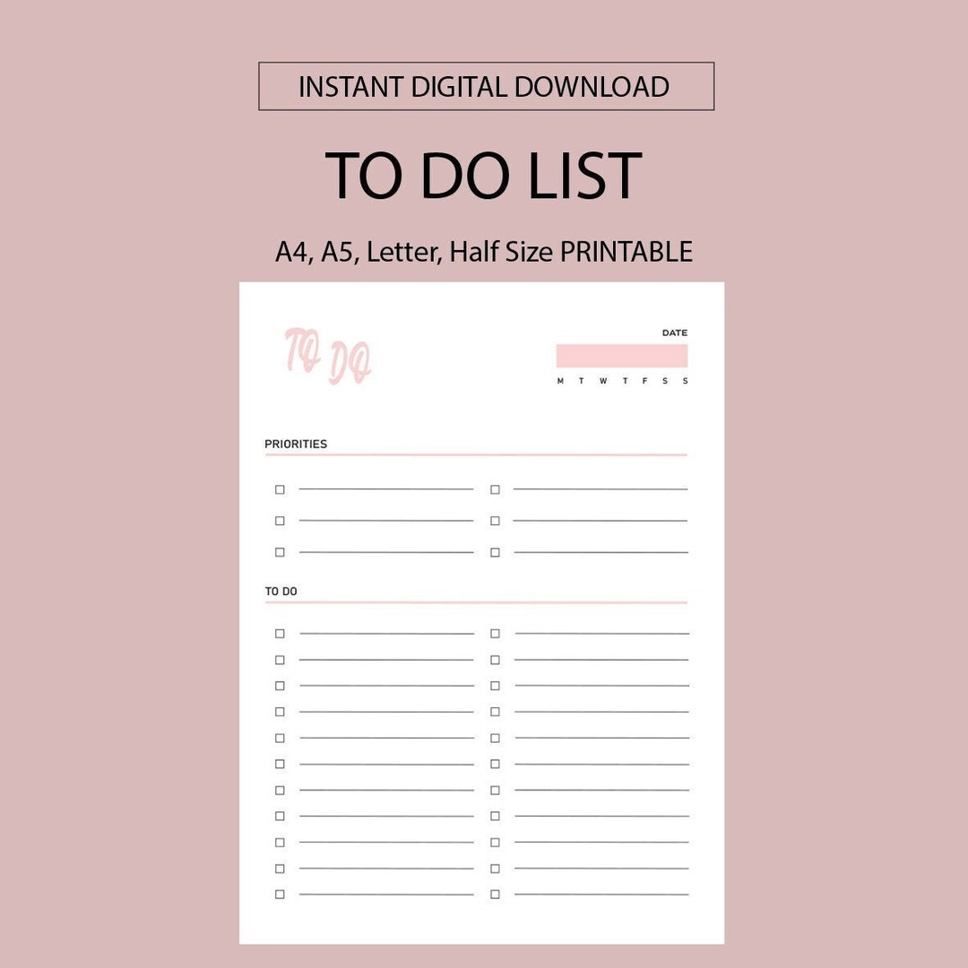 Minimalistic Daily to Do List Printable, to Do Planner PDF, Monthly ...