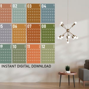Undated Wall Calendar Printable PDF, Large Monthly Wall Planner ...