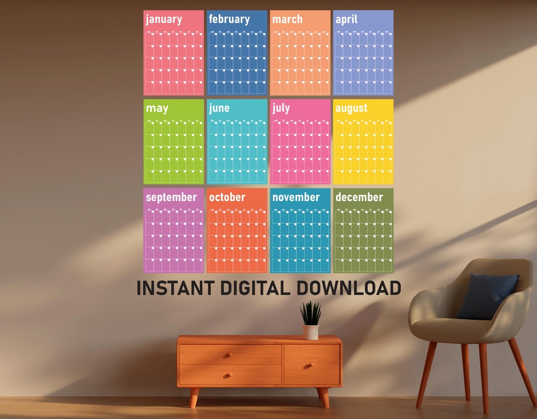 Large Monthly Wall Calendar PDF, Office Wall Calendar, Family Wall ...
