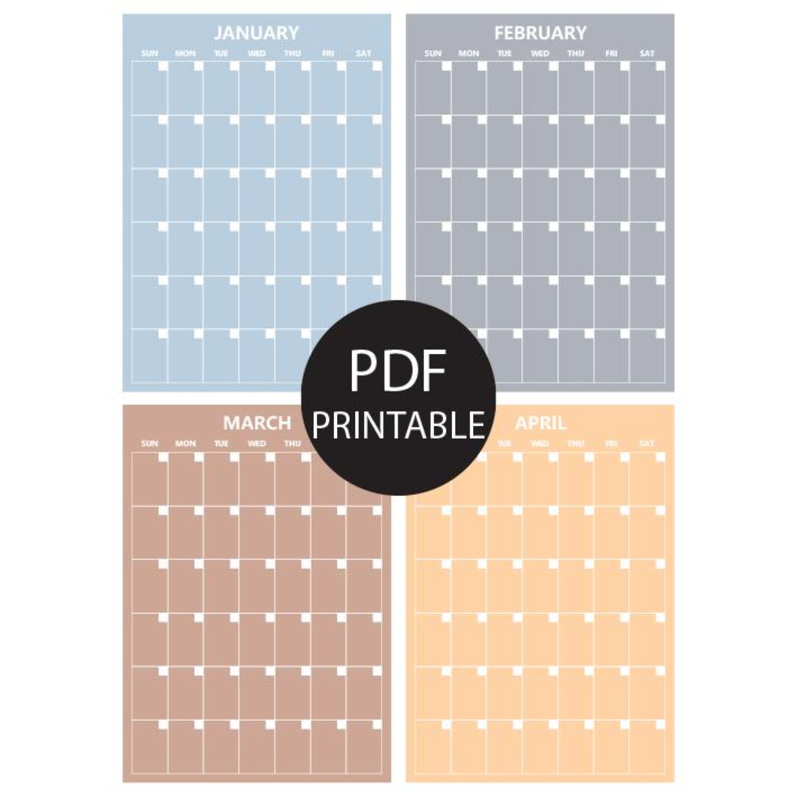 Large Monthly Wall Calendar A3 A4 Size, Pastel Wall Planner, Undated ...