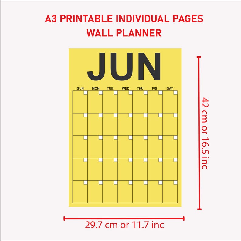Large Monthly Wall Calendar Printable Bright, Pastel Wall Planner 2025 ...