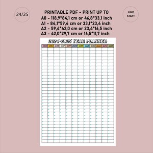 Academic Wall Calendar for 2024-2025 Year A0 A1 A2 A3 Size, School Year ...