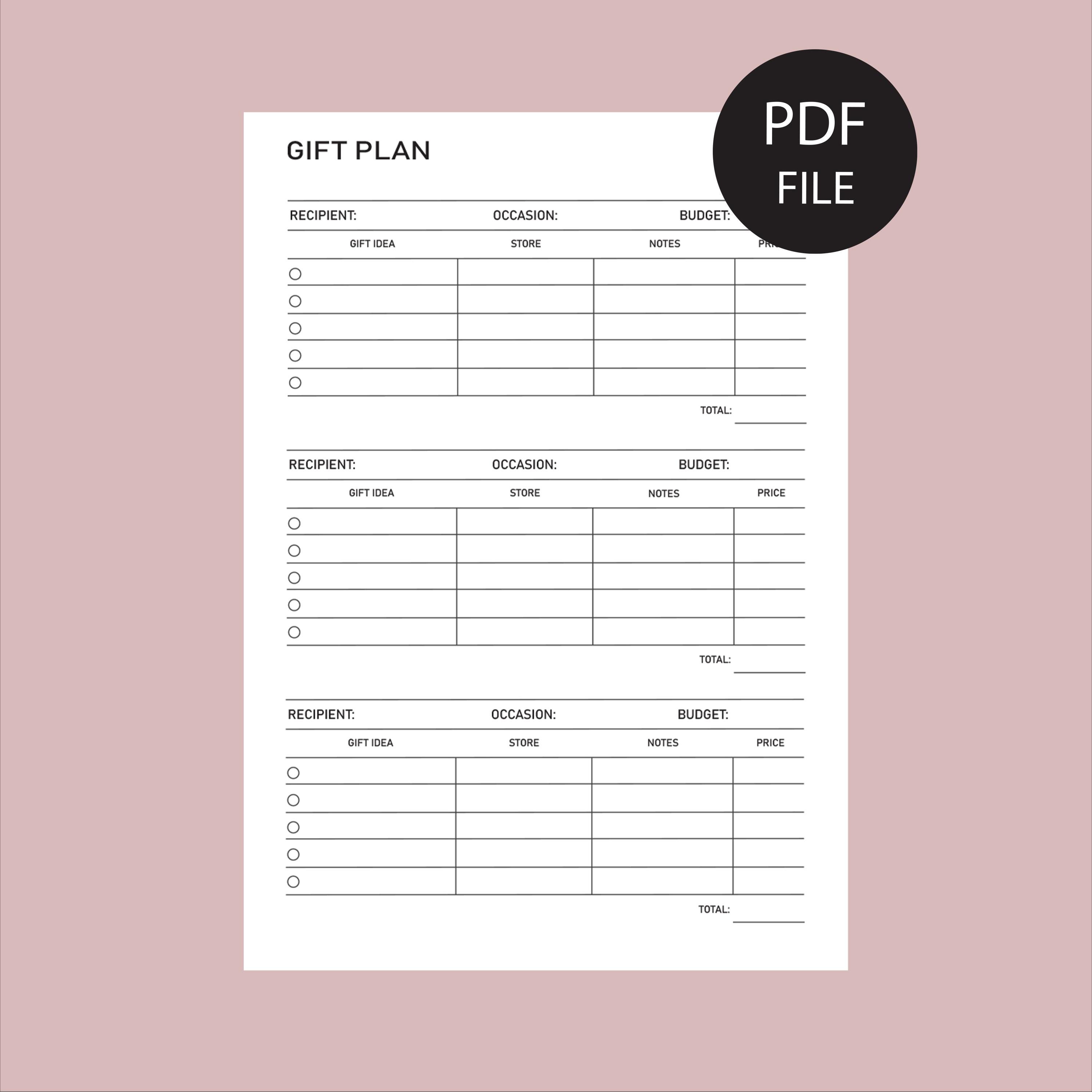 Gift Planner Printable A4/a5/letter/half, Gift Ideas Planner, Gift ...