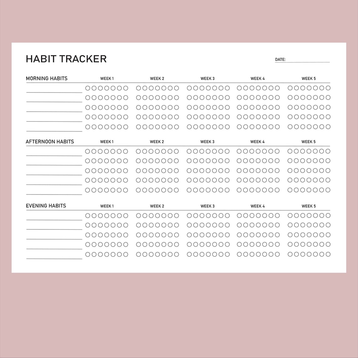 Daily Habit Tracker Printable, Daily Planner, Monthly Checklist ...