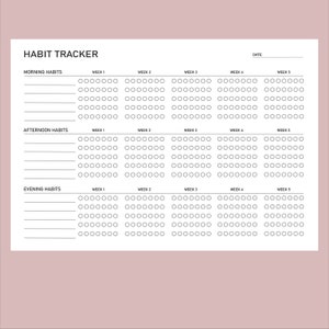 Daily Habit Tracker Landscape Printable A4/letter, Daily Planner ...
