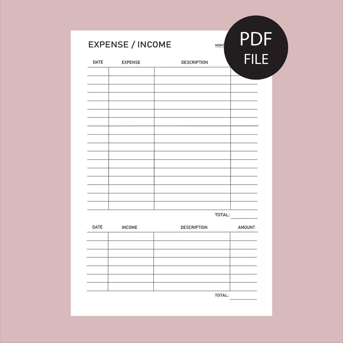 Expense Tracker PDF A4/a5/letter/half, Income Tracker, Financial ...