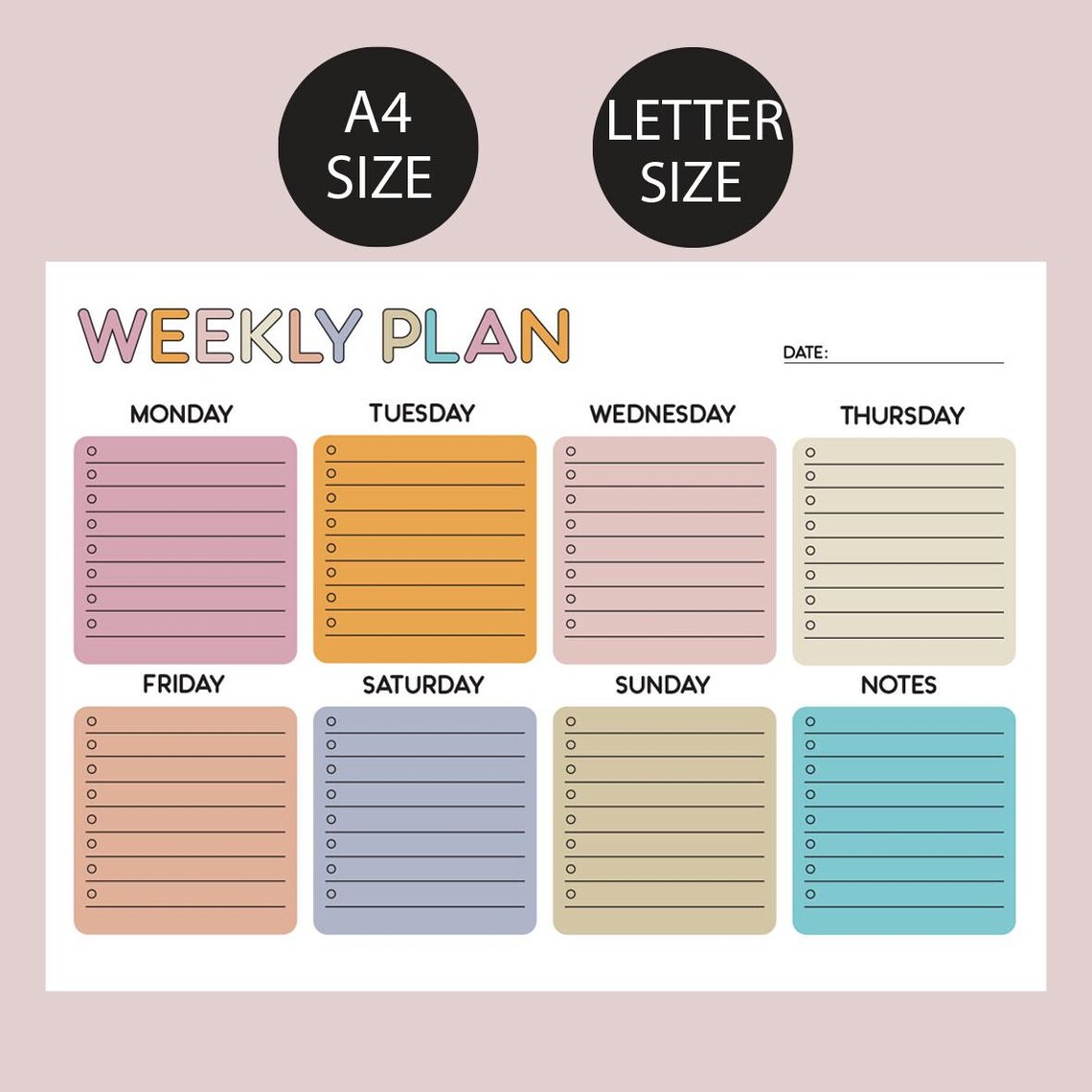 Weekly Planner Printable, Weekly Planner PDF, Weekly Organizer, Weekly ...
