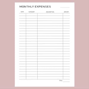 Monthly Expense Tracker Printable, Expense Tracker, Budget Planner ...