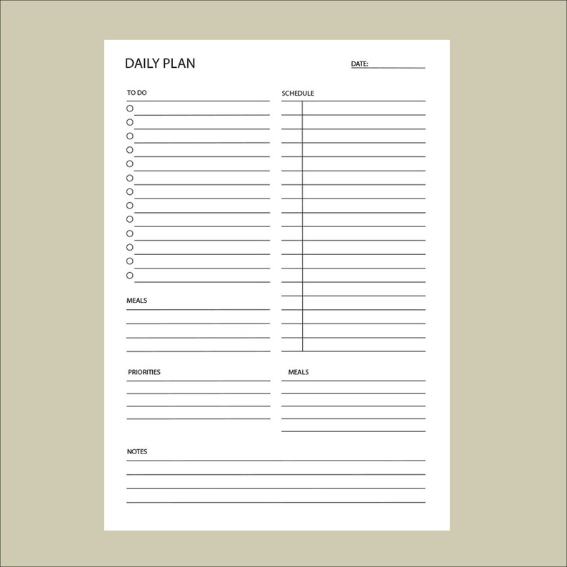 Daily Schedule Planner Printable, Work Planner, Productivity Planner ...