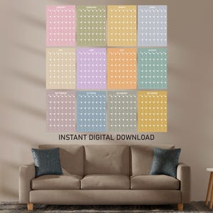 Large Monthly Wall Calendar A3 A4 PDF, Pastel Wall Planner, Undated ...
