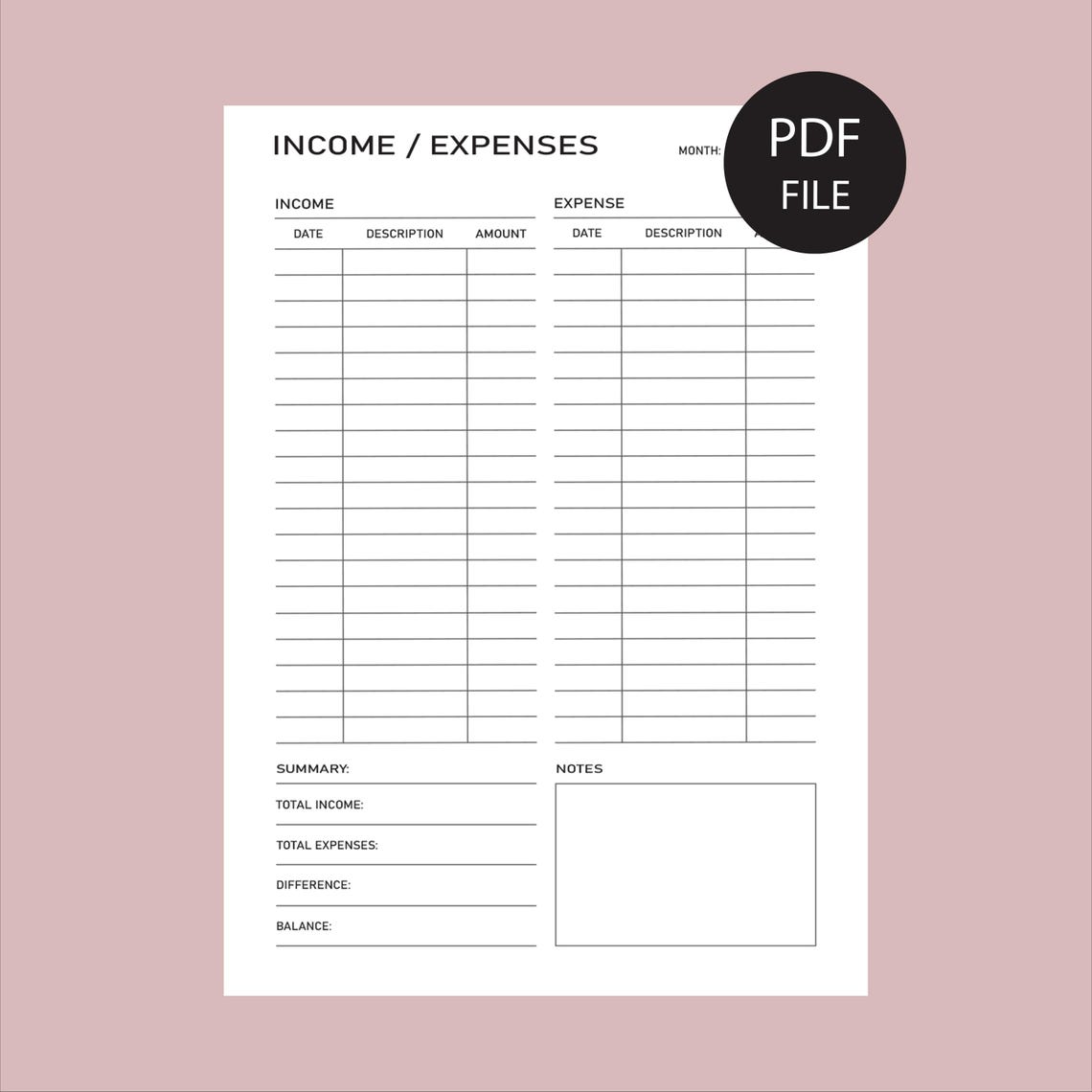 Expense Tracker Printable, Income Tracker, Financial Planner, Monthly ...