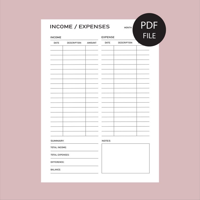 Expense Tracker Printable, Income Tracker, Financial Planner, Monthly ...