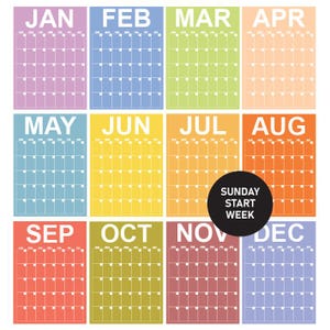 Large Monthly Wall Planner Printable Bright, Pastel Wall Calendar 2025 ...