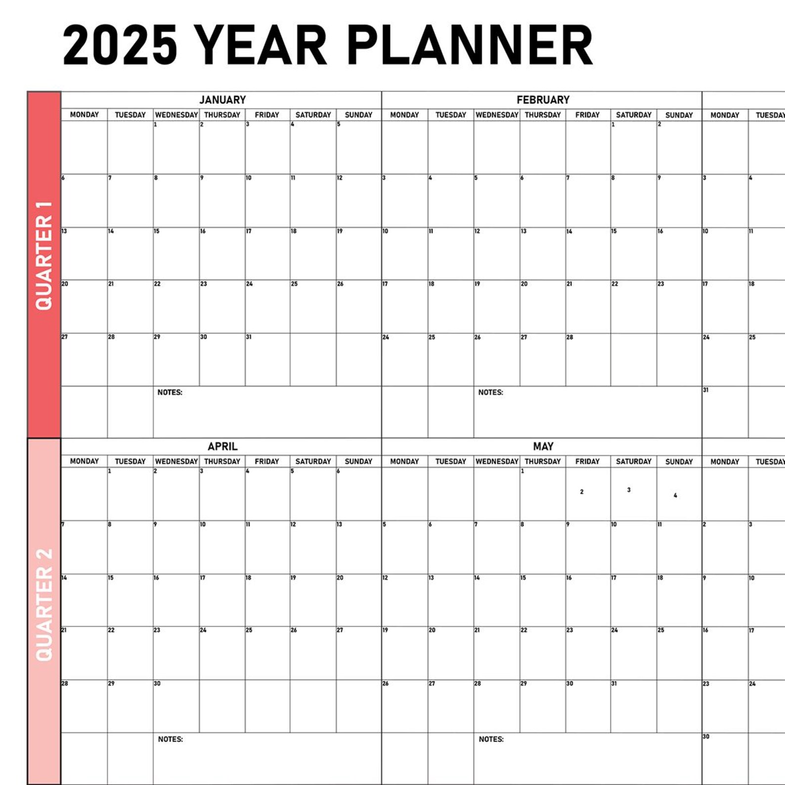 Large Monthly Wall Calendar 2025 January Start, Pastel Wall Planner ...