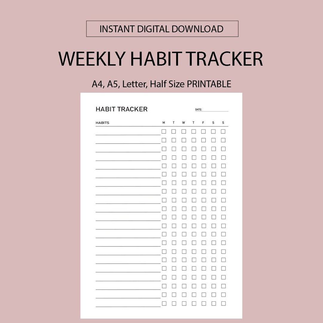 Weekly Habit Tracker Printable, Habit Tracker Template, Routine Tracker ...