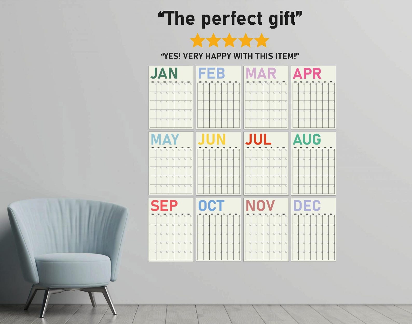 Large Monthly Wall Calendar Printable Bright, Pastel Wall Planner 2025 ...