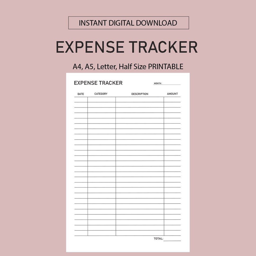 Expense Tracker PDF A4/a5/letter/half, Monthly Budget Planner Printable ...