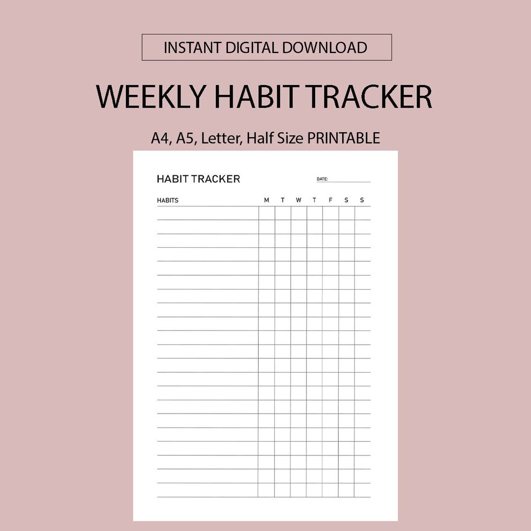Weekly Habit Tracker Printable, Habit Tracker Template, Routine Tracker ...