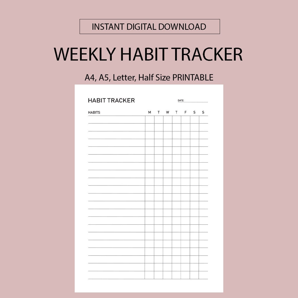 Weekly Habit Tracker Printable, Habit Tracker Template, Routine Tracker ...
