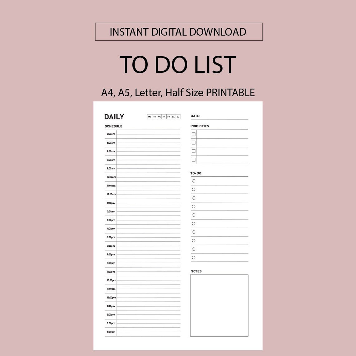To Do List With Lists for Daily Tasks, Printable and Fillable Templates ...