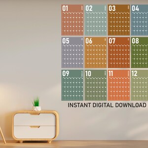Undated Wall Calendar Printable PDF, Large Monthly Wall Planner ...