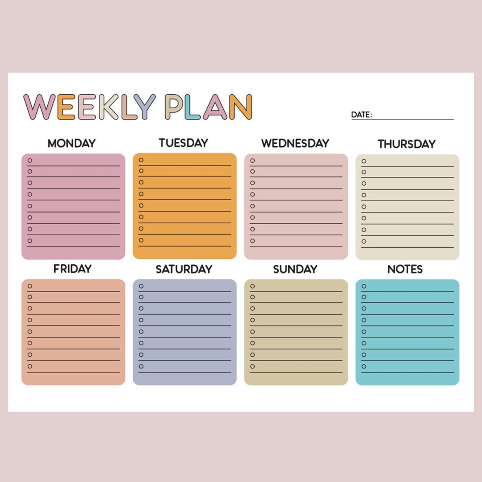 Weekly Planner Printable, Weekly Planner PDF, Weekly Organizer, Weekly ...