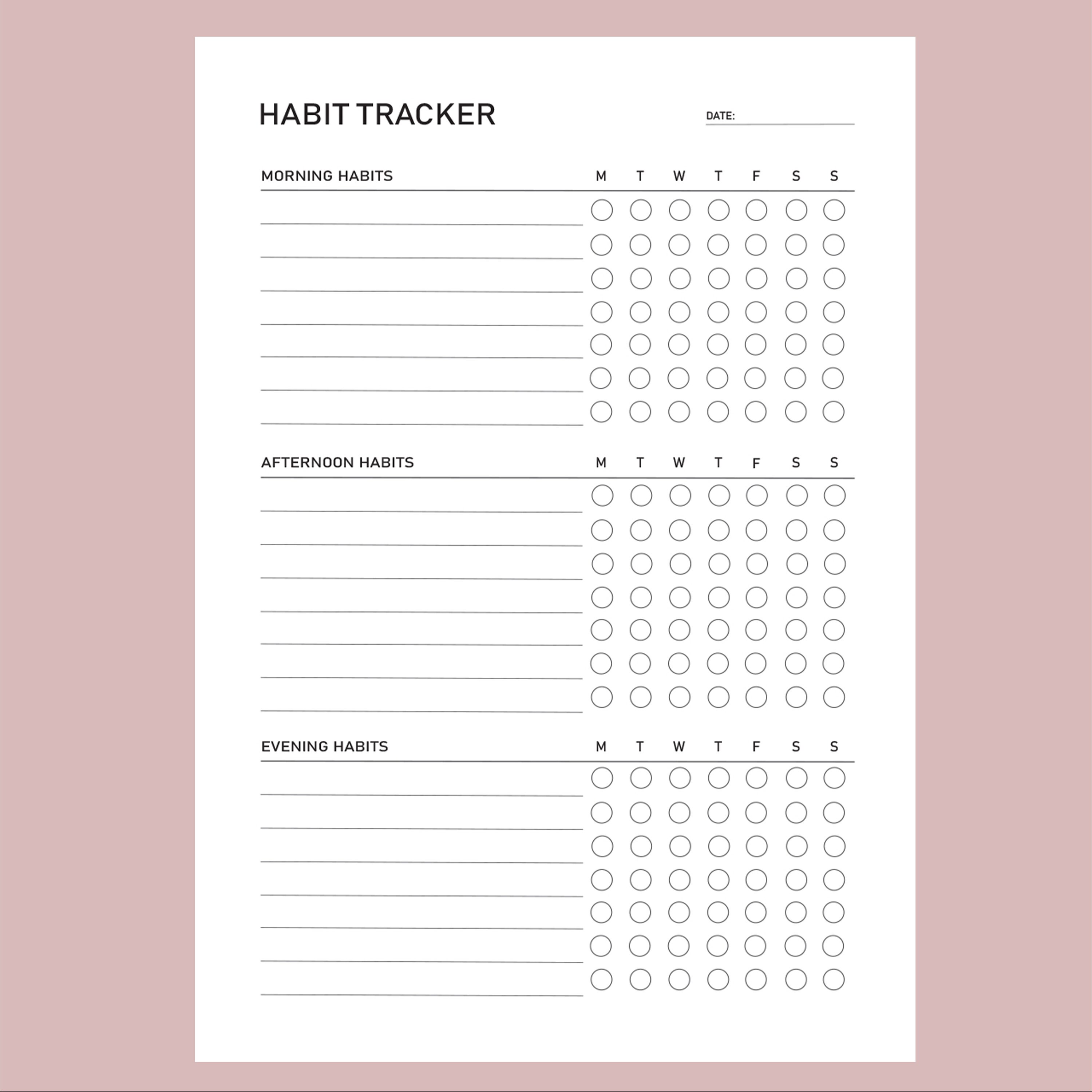 Daily Habit Tracker Printable A4/a5/letter/half Size, Daily Life ...