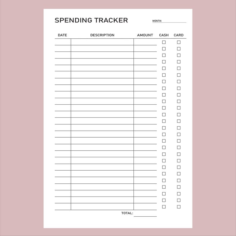 Spending Tracker Printable, Expense Tracker, Monthly Planner, Budget ...
