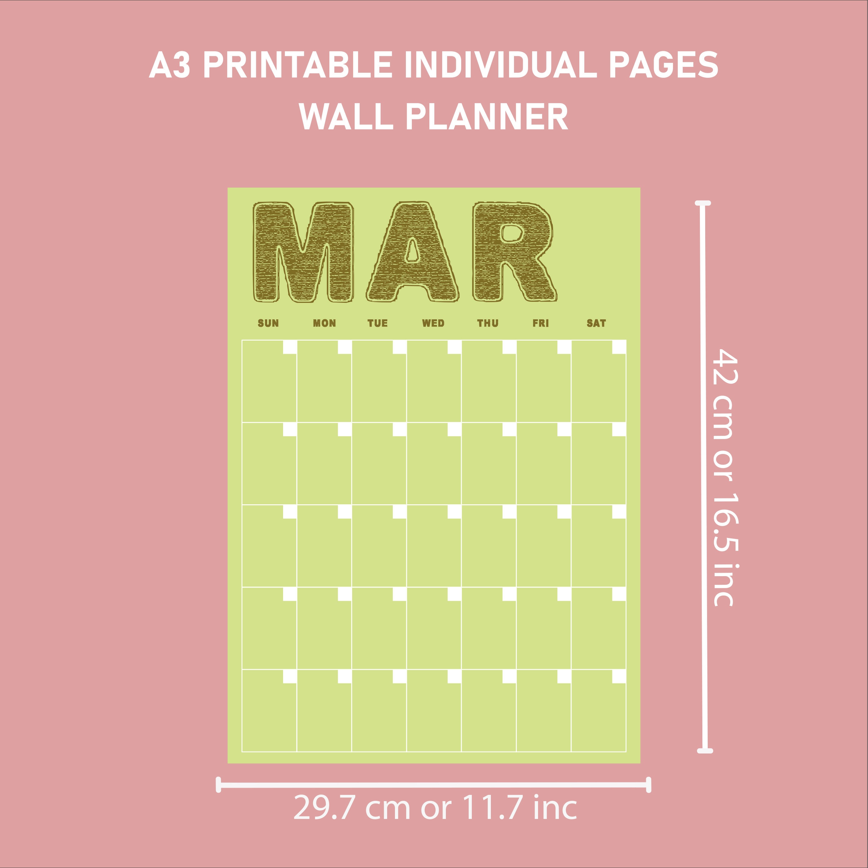 Large Monthly Wall Planner Printable Bright, Pastel Wall Calendar 2025 ...