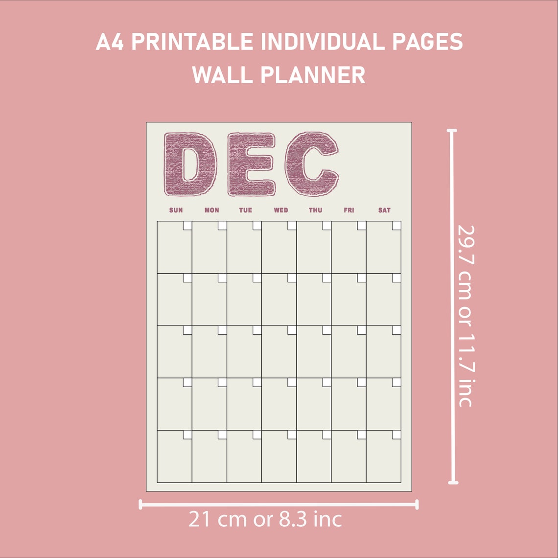 Large Monthly Wall Calendar Printable Bright, Pastel Wall Planner 2025 ...