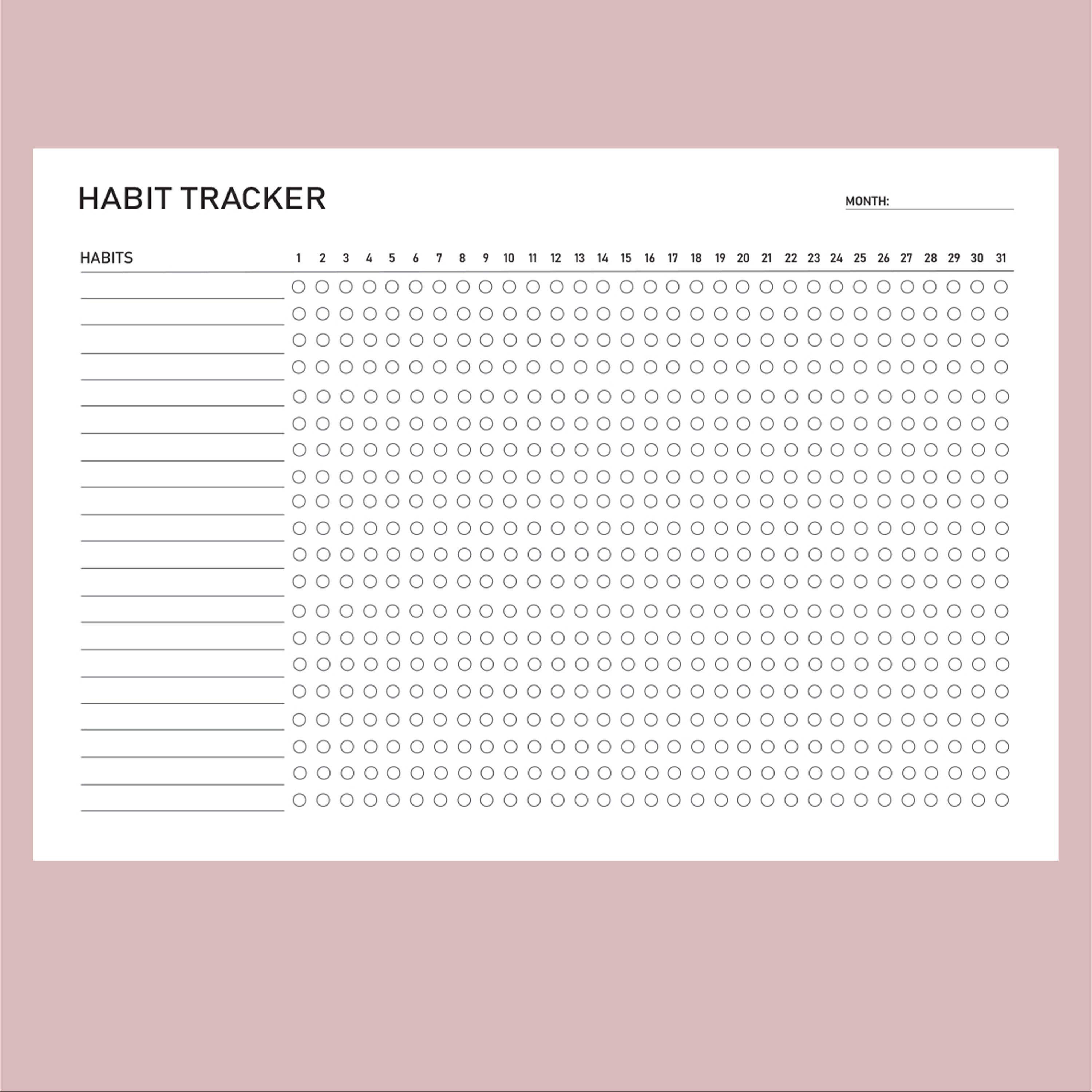 Monthly Habit Tracker Printable: A4/letter Size (digital Download) - Etsy