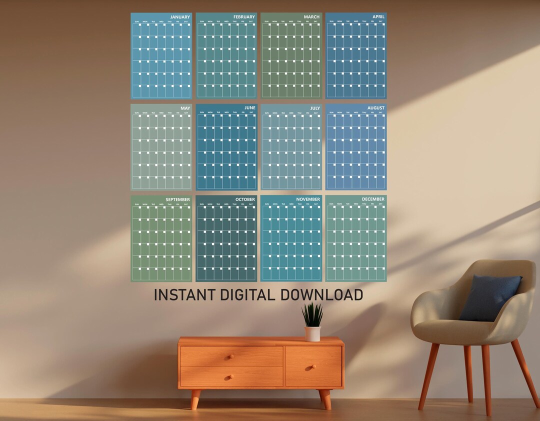 Large Monthly Wall Calendar Printable Bright, Pastel Wall Planner 2025 ...