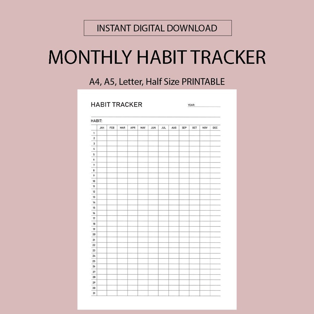 Monthly Habit Tracker Printable, Life Planner, to Do List Planner ...
