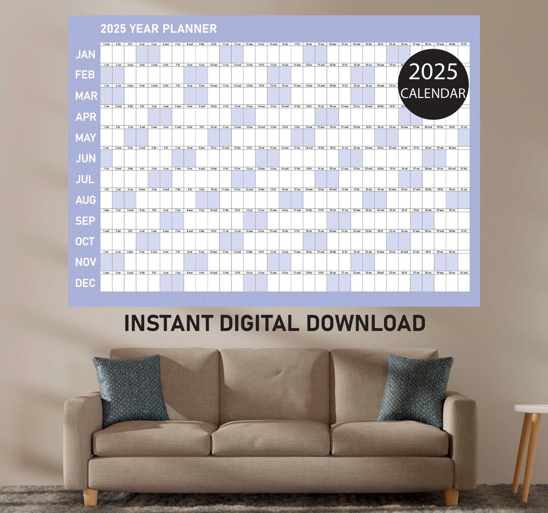 Giant Wall Calendar 2025 Printable, Wall Planner 2025, Year Planner ...