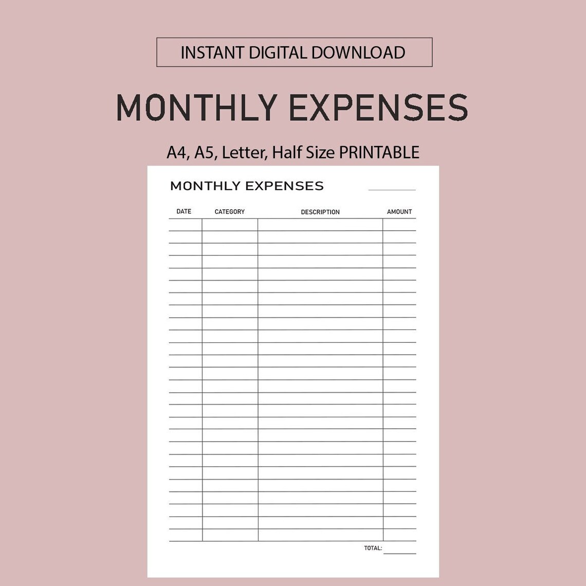 Monthly Expense Tracker Printable, Expense Tracker, Budget Planner ...