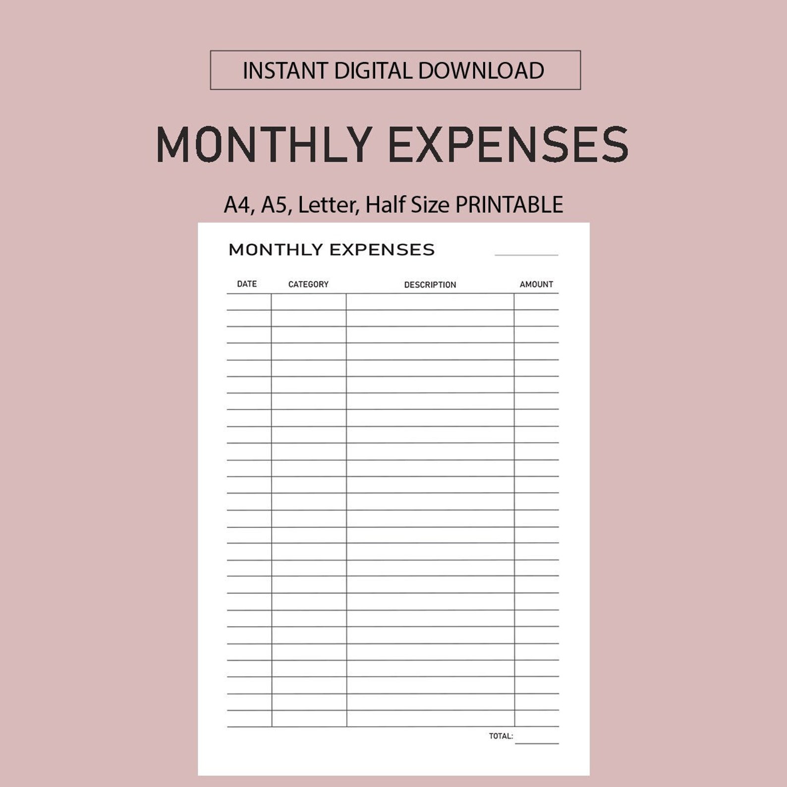Monthly Expense Tracker Printable, Expense Tracker, Budget Planner ...