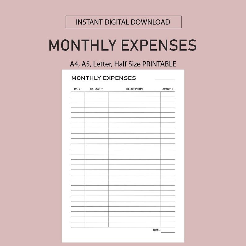 Monthly Expense Tracker Printable, Expense Tracker, Budget Planner ...
