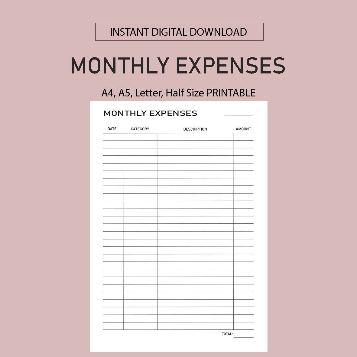 Monthly Expense Tracker Printable, Expense Tracker, Budget Planner ...