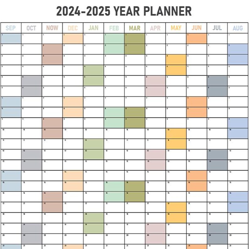 Wall Calendar 2024-2025 September Start, School Year Calendar, Academic ...