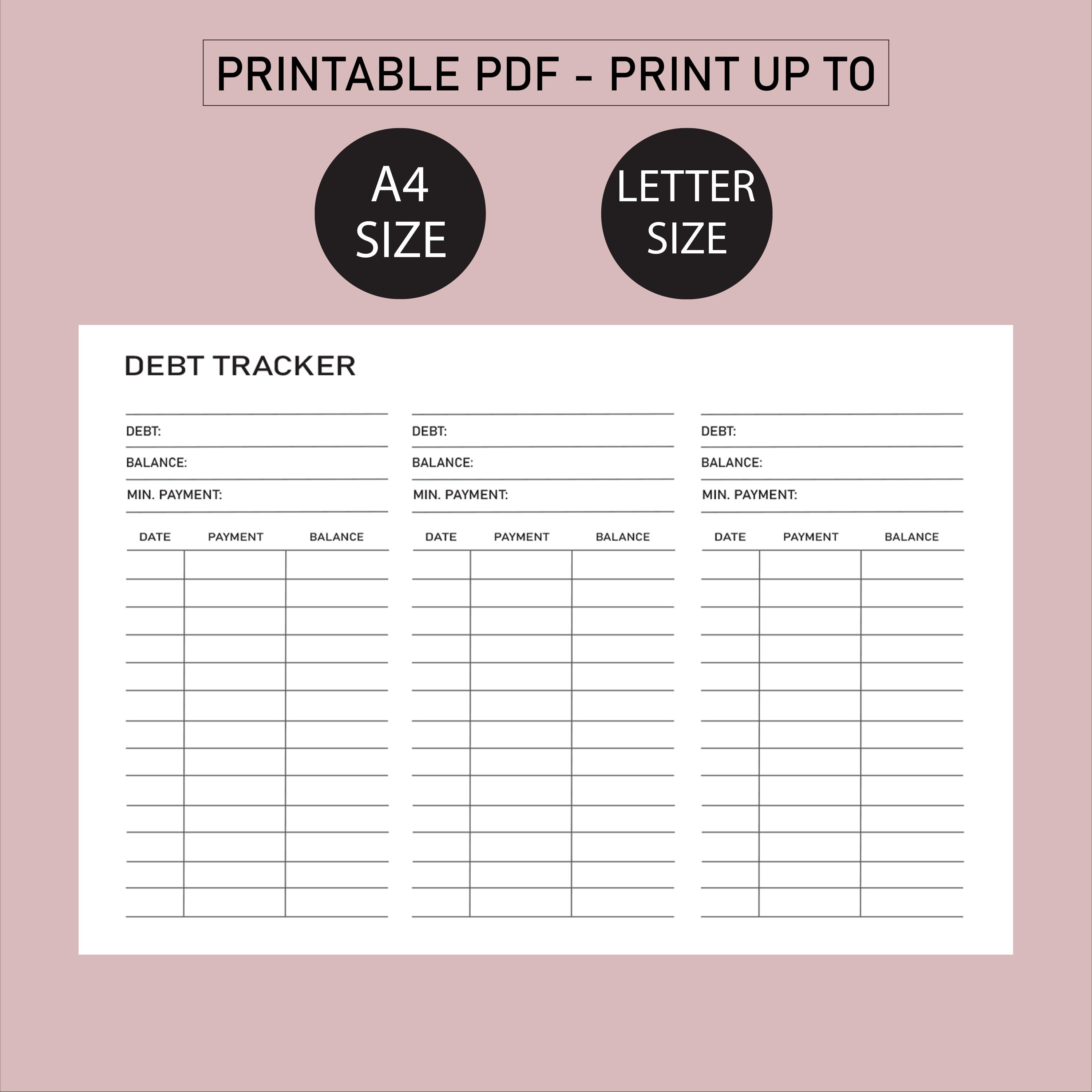 Debt Payment Tracker Printable, Debt Payoff Journal, Debt Payoff Plan ...