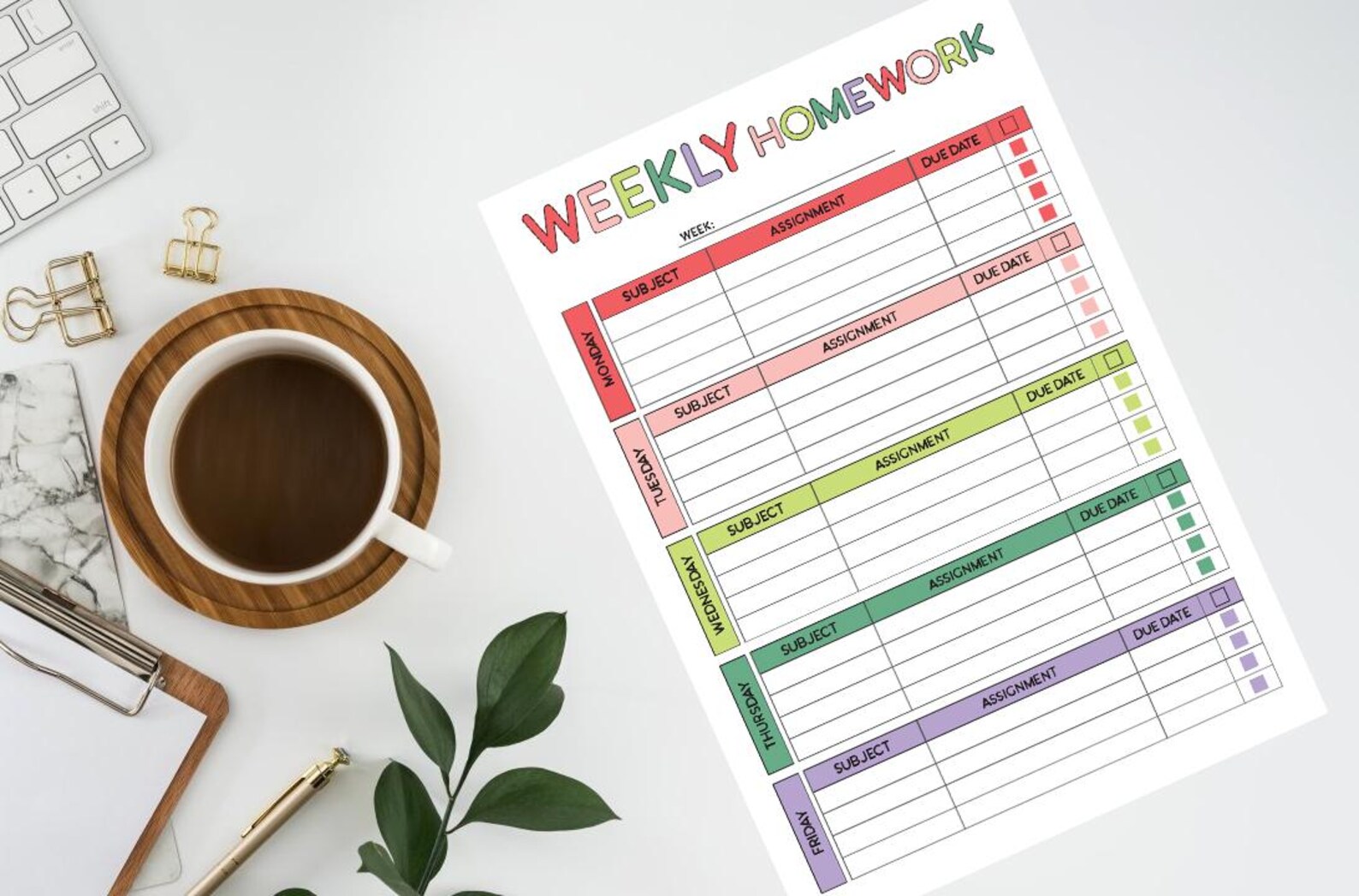 Weekly Homework Schedule Kids Printable, Weekly Homeschool Schedule ...