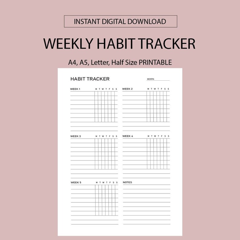 Weekly Habit Tracker Printable, Habit Tracker Template, Routine Tracker ...