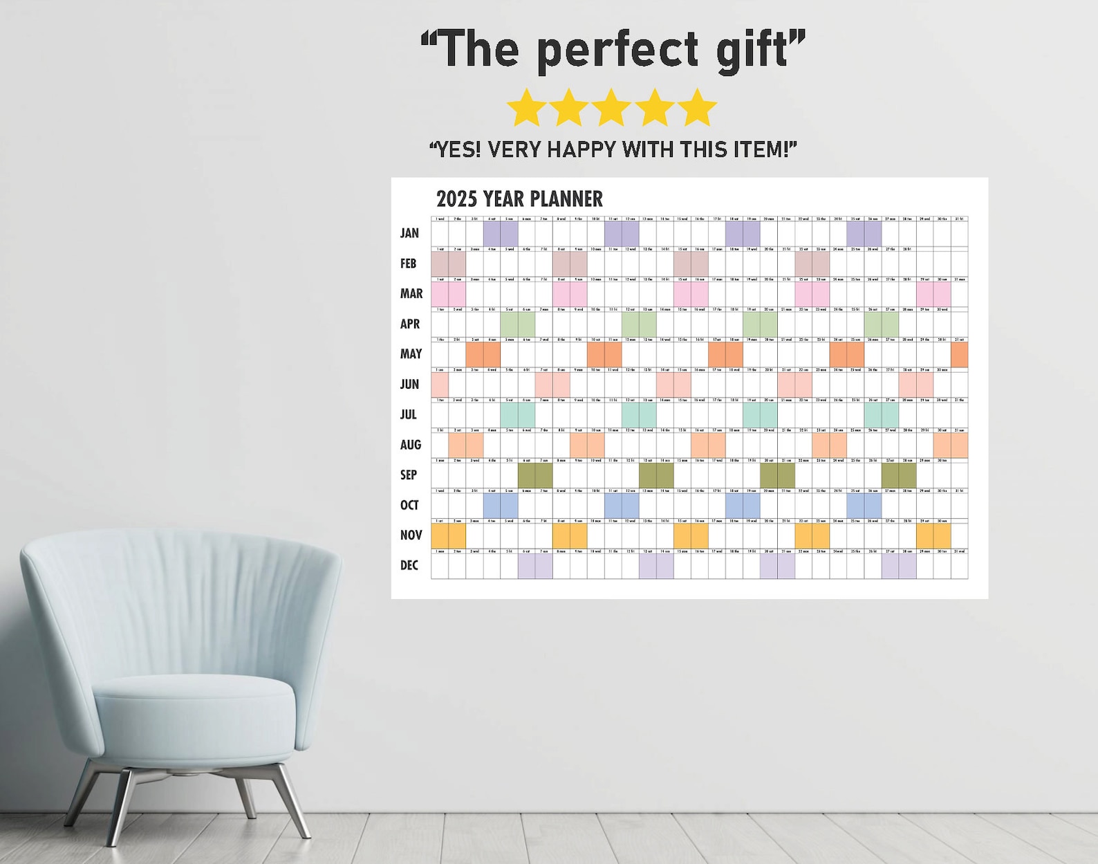 Giant Wall Calendar 2025 Printable PDF, 2025 Wall Planner, Large Wall ...