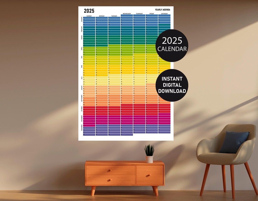 Large Wall Calendar 2025 PDF, Minimalist Wall Planner, Monthly Wall ...