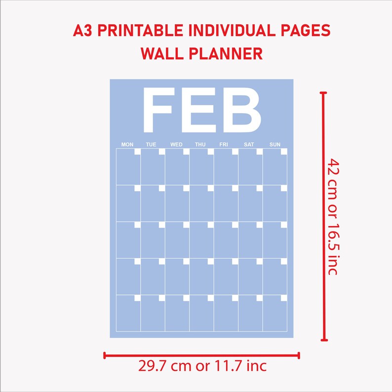 Large Monthly Wall Planner Printable Bright, Pastel Wall Calendar 2025 ...